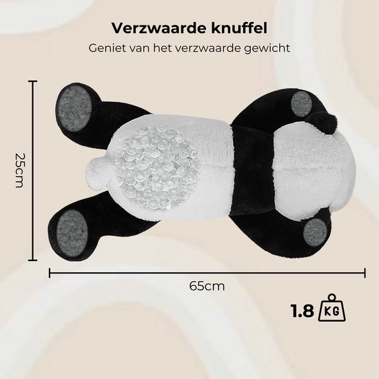 DreamGoods Verzwaringsknuffel Panda - 1.8kg - Weighted Animal - 65cm | bol