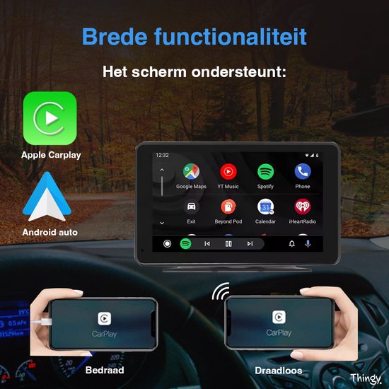 Thingy Carplay Scherm - 7 inch - Apple Carplay en Android Auto (Draadloos) -... | bol