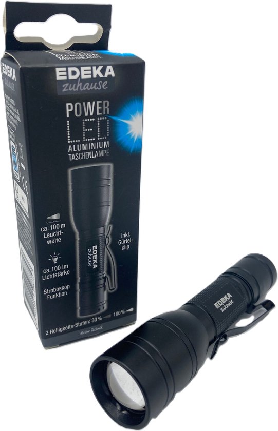 Edeka - Power Led Aluminium Zaklamp - 100 LM - Pocket Size - met ...