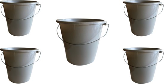 Emmer 5 liter - grijs - 5 stuks | bol