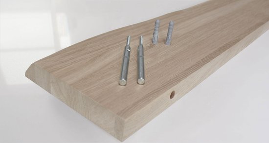 Zwevende wandplank eiken met boomstam rand 140 x 30 cm - 40 mm ...