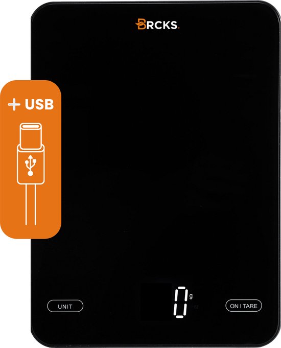 BRCKS Digitale Precisie Keukenweegschaal – Oplaadbare Weegschaal Keuken ...