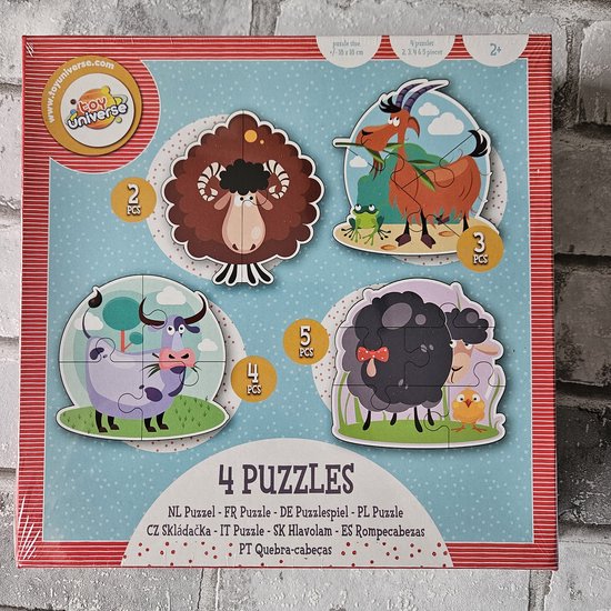 Kinder leg puzzel, gevormde puzzel, 2 3 4 en 5 stukjes, Boerderij ...
