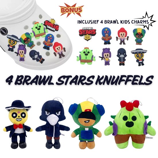 Brawl stars COMPLETE Knuffel Set INCLUSIEF 4 GRATIS BRAWL KIDS CHARMS ...