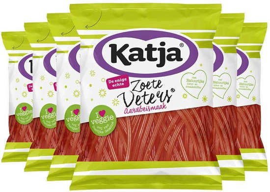 6x Katja Zoete Veters Aardbei 125 gr | bol