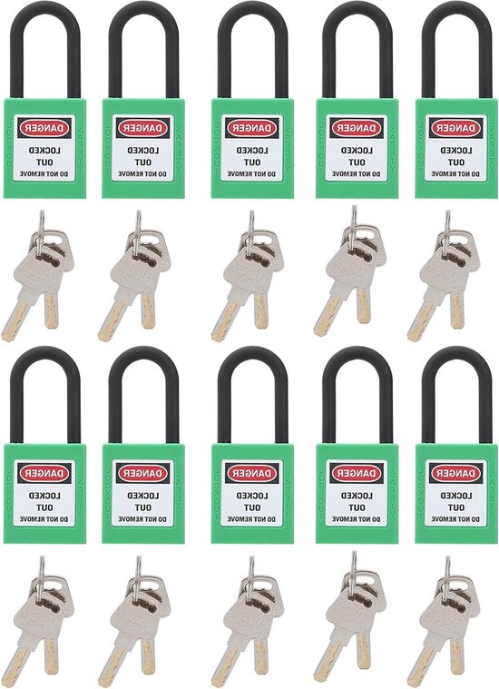 Lockout Tagout veiligheidshangsloten set - 10 stuks - 2 sleutels per slot - technische... | bol