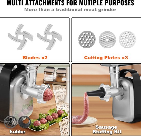 Electric Meat Grinder - For all types of meat - Stainless steel - Meat ...