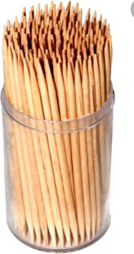 Exellent Houseware - Cocktailprikkers - Houten prikkers in houder. | bol