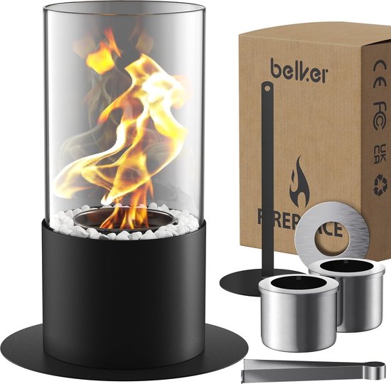 tafelhaard, tafelvuur met PU-pad, decoratieve stenen, langere brandtijd ...