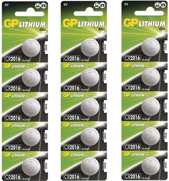 GP CR2016 3V lithium knoopcel batterij - 25 Stuks (5 Blisters a 5 Stuks) | bol