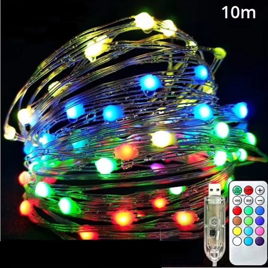 RGB LED Snoer Verlichting 10 Meter – 100 LED's – USB Aangedreven ...