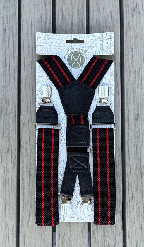 Wouter bretels - zwart met rode strepen | bol