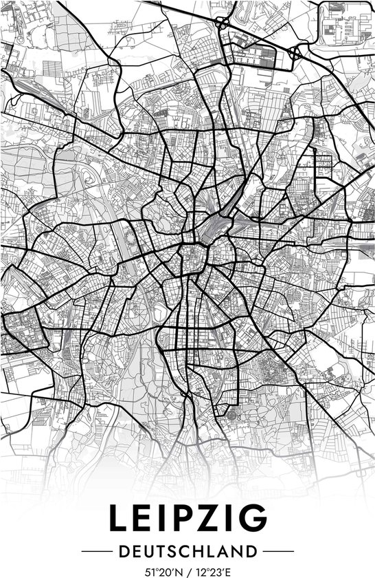 Leipzig Poster | Duitsland Poster | Wit Poster | Stad Poster | Kaart Poster | Map... | bol