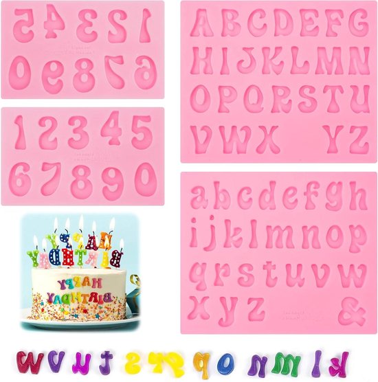 3D-siliconen vorm letters cijfers en alfabet - set van 4 - voor snoep ...