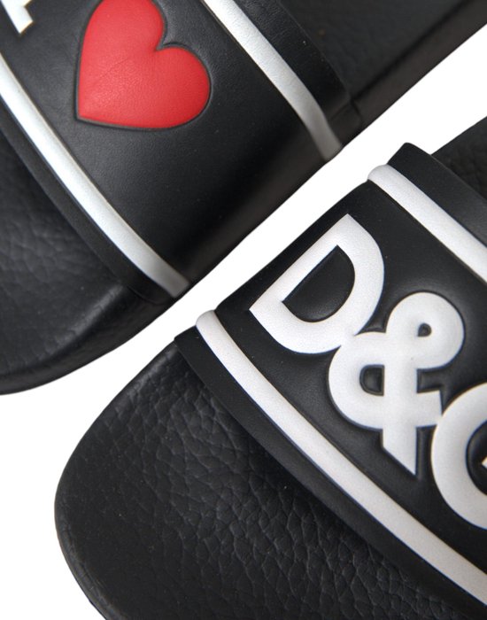 Dolce & Gabbana Zwart Leren "I Love D&G" Slippers | bol