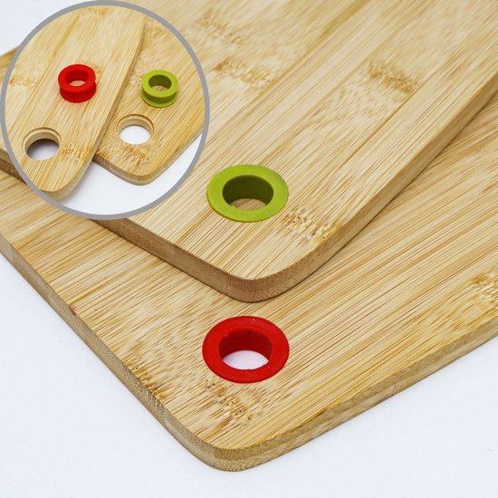 Set van 2 Bamboe Snijplanken met Kleurcodering 30x22cm Massieve Houten ...