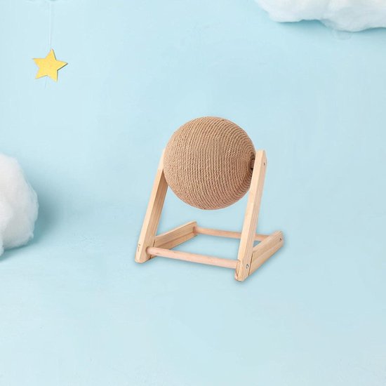 Kattenkrabber van massief hout met bal - stabiele basis - rolbal van ...