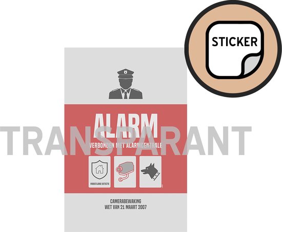 Pictogram/ stickers (transparant) (3x) | "Alarm - Verbonden met ...