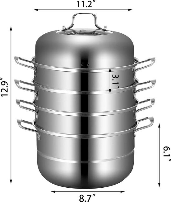 Stoompan - Stoomkoker - Gestoomde Gerechten - 5 Lagen - 30 cm | bol