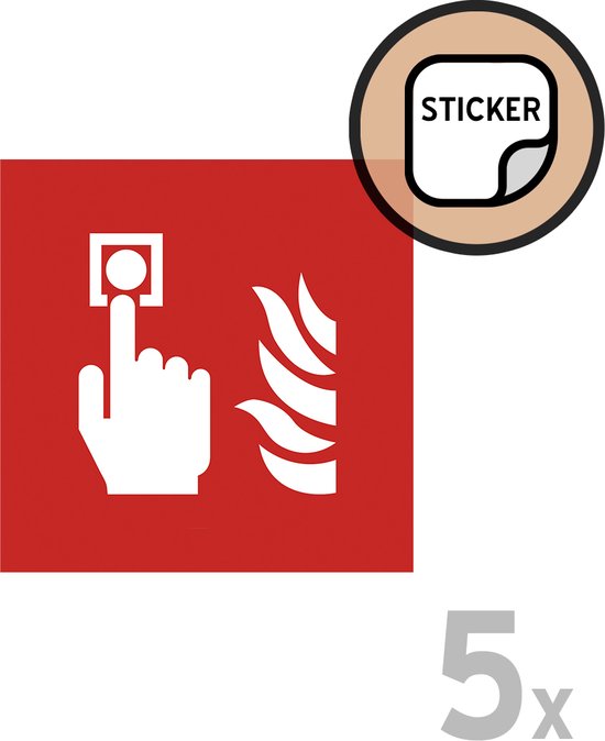 Pictogram/ stickers (5x) | 10 x 10 cm | Brandalarm knop | Noodgeval ...
