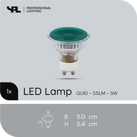 SPL GU10 LED Lamp 5W Dimbaar - Groen - LED Spot MR16 - Feestverlichting ...