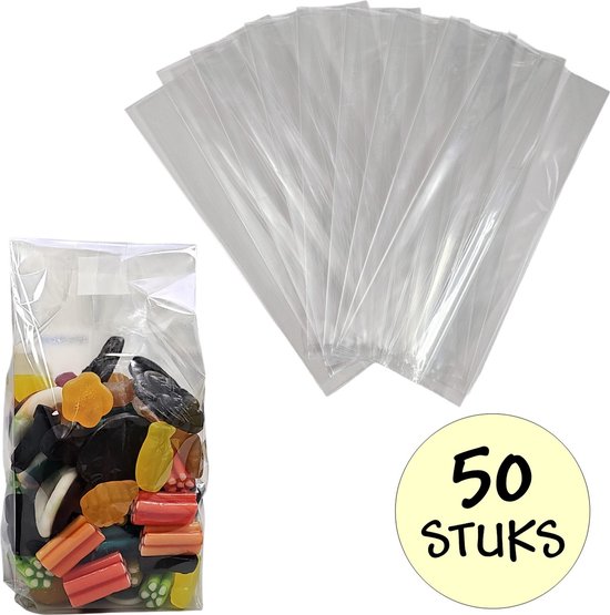 50x Cellofaan Zakjes met Bodem - 8x6x23cm - Uitdeelzakjes & Traktatie ...
