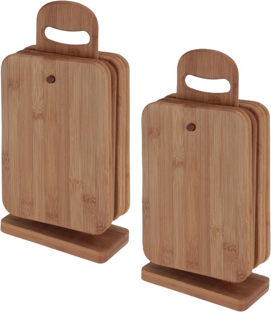 Excellent Houseware Broodplankjes met houder - 12x - bamboe hout - 22 x ...