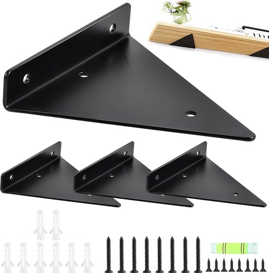 Plankdrager driehoek - Onzichtbare wandsteun - Zwart - 4 stuks ...