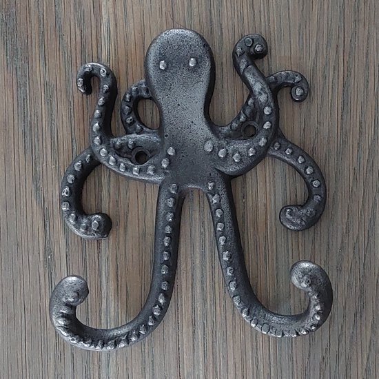 Dieren wandhaak 'Inktvis' - Gietijzeren ophanghaak met 2 ogen ...