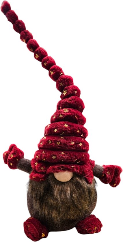 Gnome - Kabouter - Rood - Gouden sterren - 70 cm hoog | bol