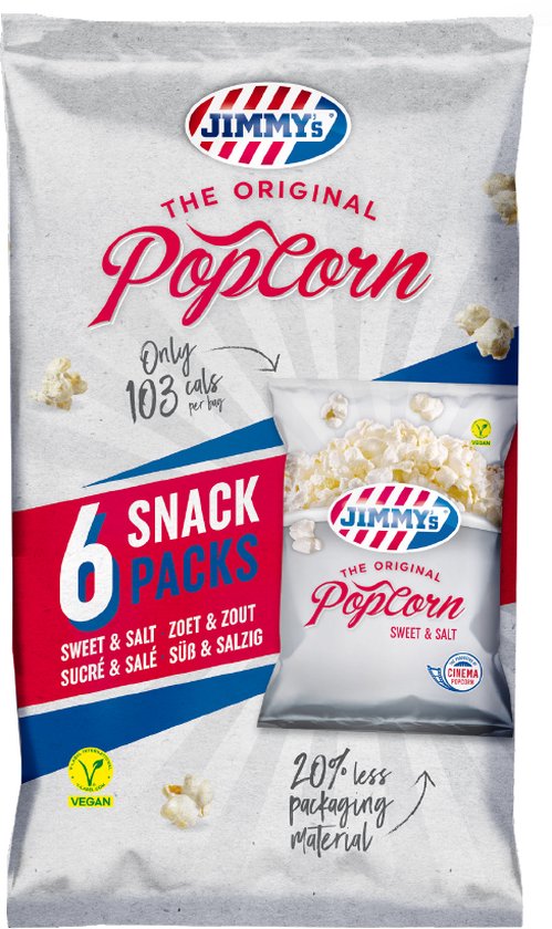 JIMMY's Popcorn zoet&zout Multipack 8x 6x22g Classic-Popped | bol