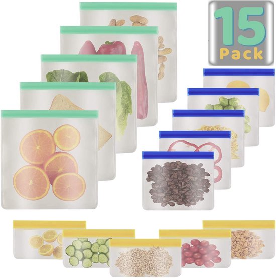 Dimono ® Silicone zakken Herbruikbare Zip zakken voedsel en ...