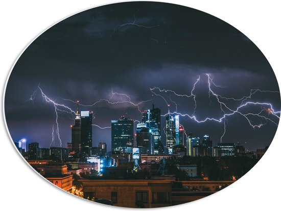 WallClassics - Feuille de Mousse PVC Ovale - Tempête et Foudre sur la ...