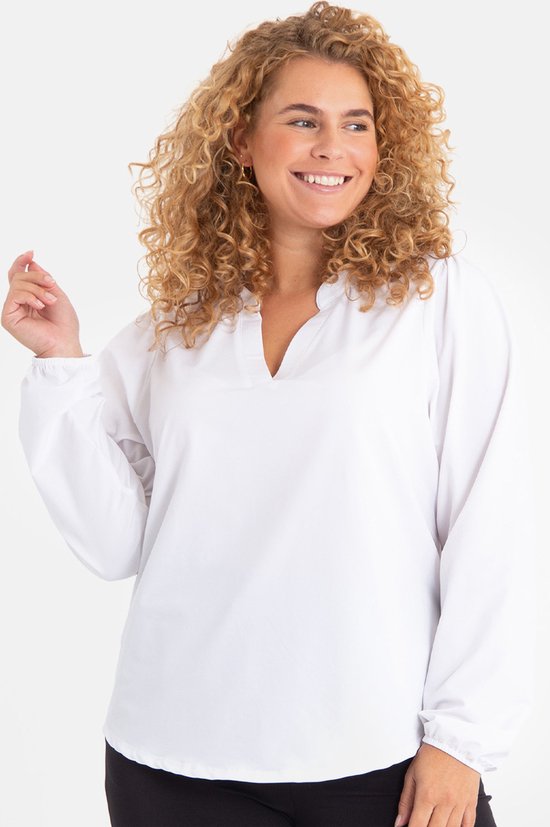 Witte Top van Je m'appelle - Dames - Plus Size - Travelstof - Maat 44 ...