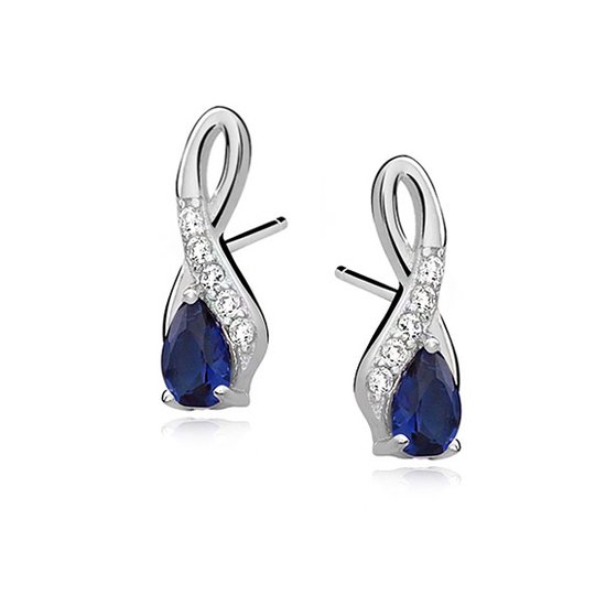 Joy|S - Zilveren klassieke druppel oorbellen - zirkonia saffier blauw ...