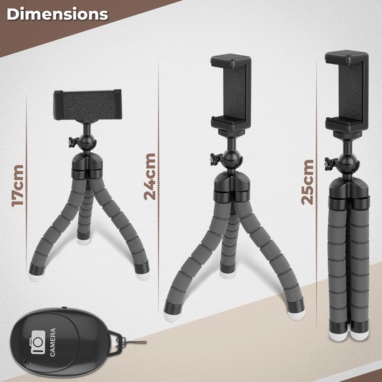 YSONIC Octo - Mini Tripod - Met Bluetooth afstandbediening - Selfie ...