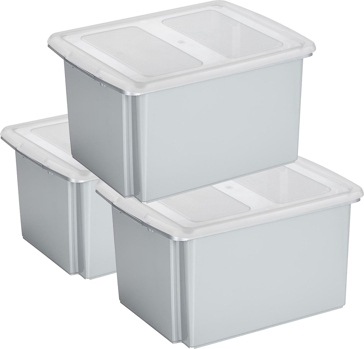 Sunware set van 3x opslagboxen 32 liter lichtgrijs 45 x 36 x 24 cm met ...