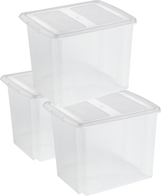 Sunware - Set van 3x opslagbox kunststof 45 liter transparant 45 x 36 x ...