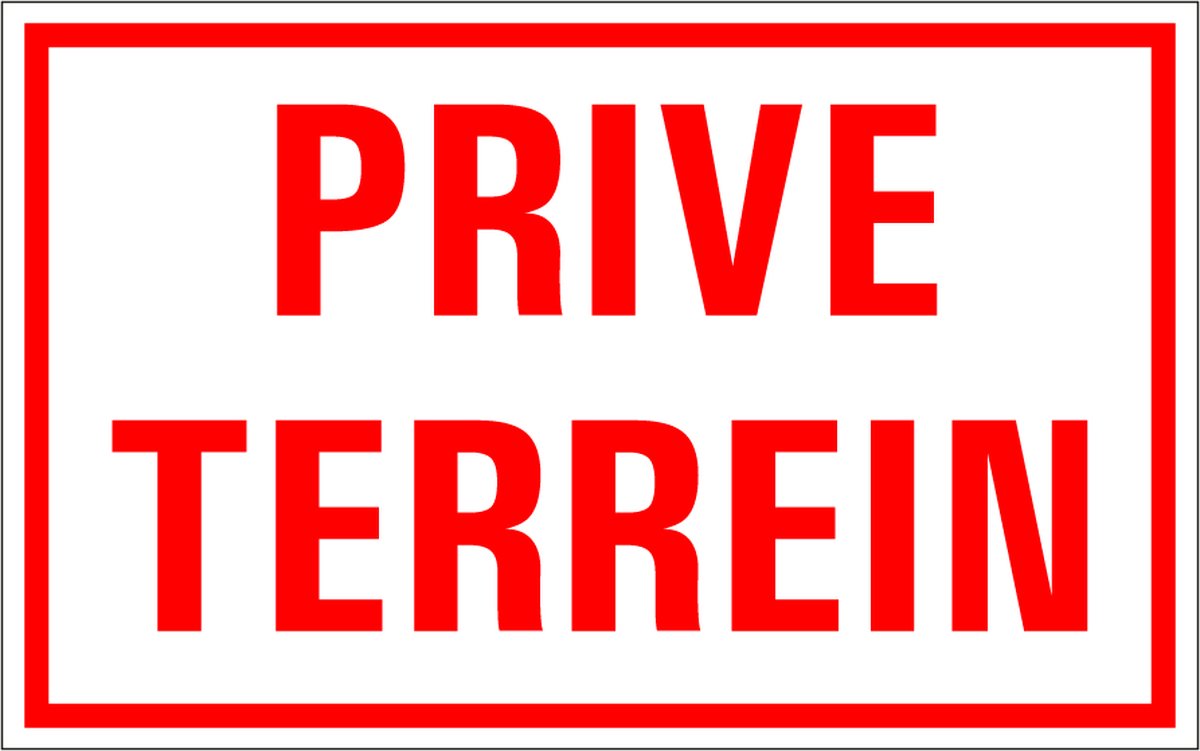 Prive terrein bord - kunststof - 200 x 125 mm - rood wit | bol