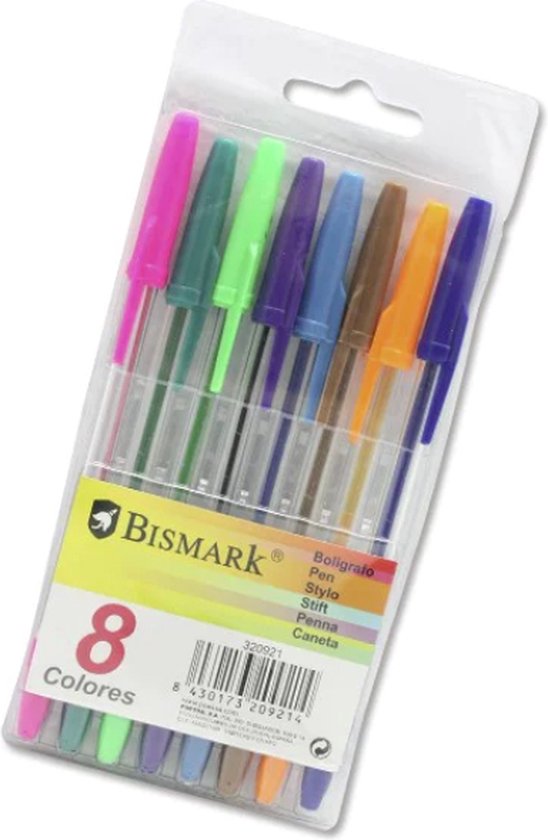 Balpennen set - 8 Stuks - Gekleurde balpennen - 8 verschillende kleuren ...