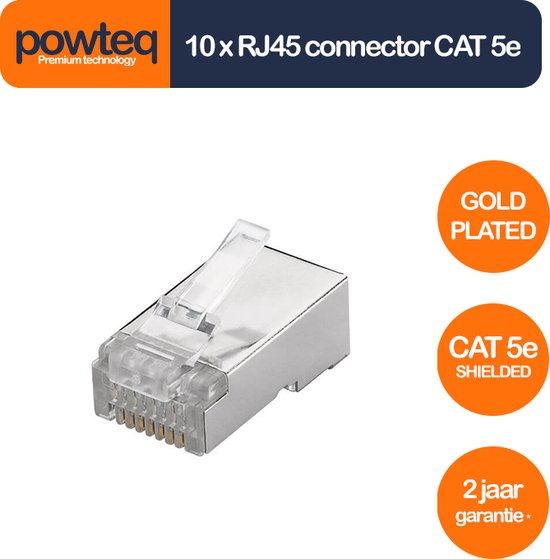 10 x RJ45 connector - Cat 5e - Shielded - Gold-plated | bol
