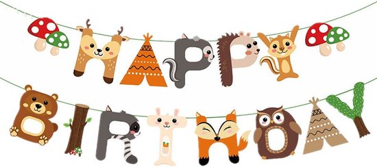 Originele Slinger Happy Birthday - Dieren - Herfst / Autumn - Bosdieren ...
