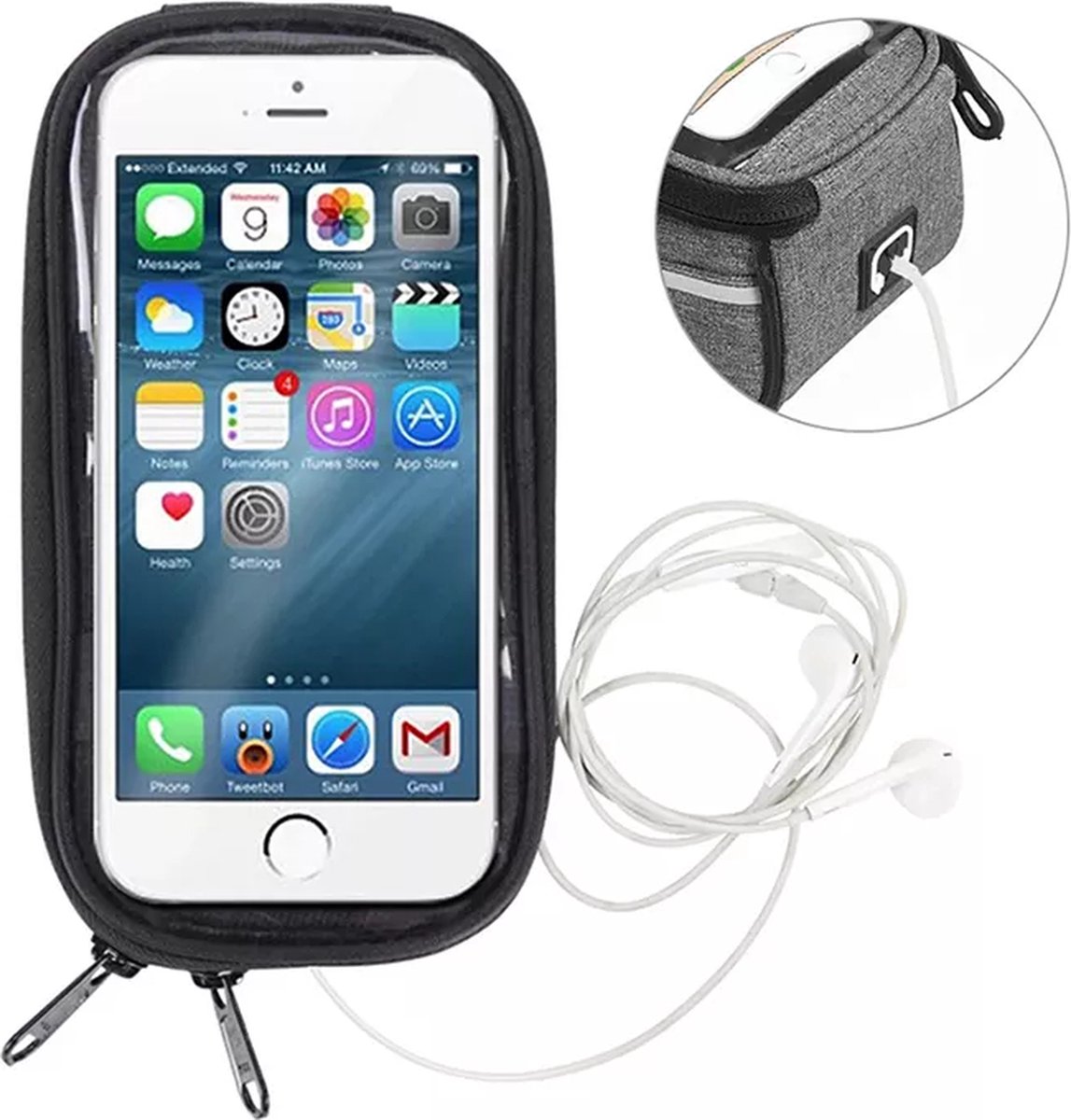 Pazzo Goods - Frame Fietstas - Stuurtas - Grijs - Telefoonhouder ...