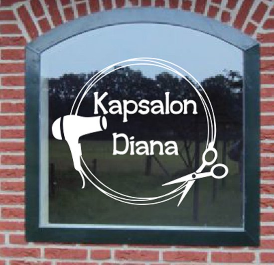 kappers sticker frame met schaar en haardroger met uw bedrijfsnaam ...