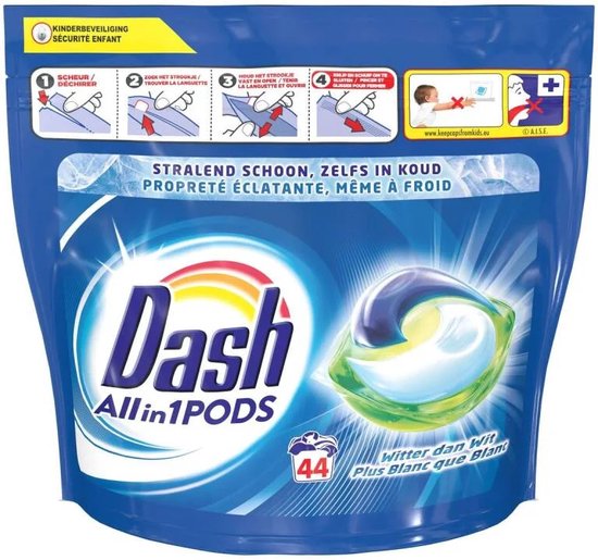Dash - Wasmiddel - Pods - Witter Dan Wit - 44wb/1108,8g | bol