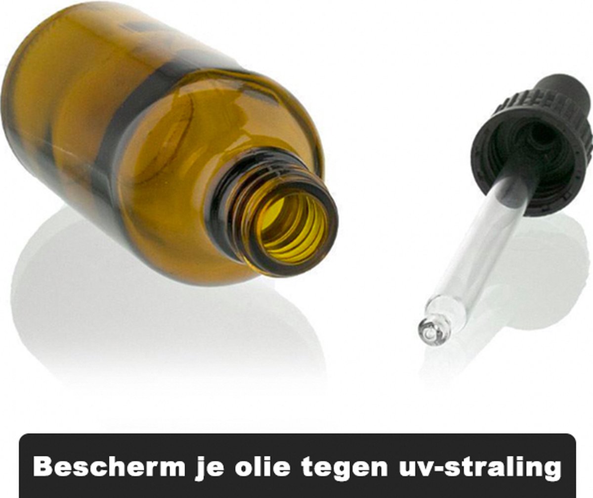 10x professionele amber (bruinglas) pipetflesje 100 ml inclusief zwart ...