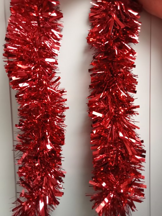 Guirlande kerstslinger metallic rood - 2 meter lang en 15cm dik ...