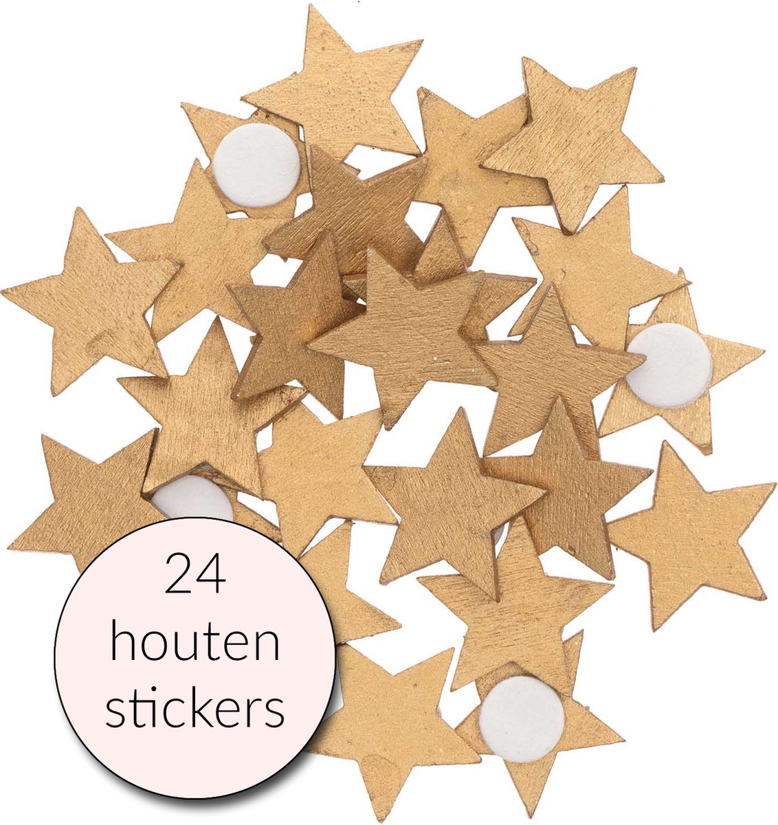 3D Stickers Gouden Sterren van Hout | 24 Houten Stickers Gouden Ster ...