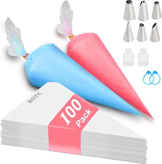 BOTC Spuitzak met spuitmondjes - 100 stuks Garneerspuit - PE ...