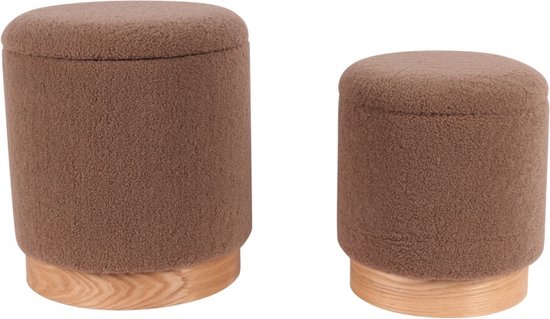 Baroque - Poef - Poef met opbergruimte SET/2 houten onderstel ...
